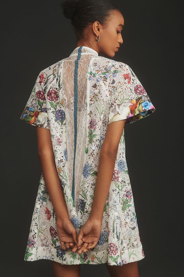 In Earnest by Byron Lars Printed Lace Mini Dress | Anthropologie