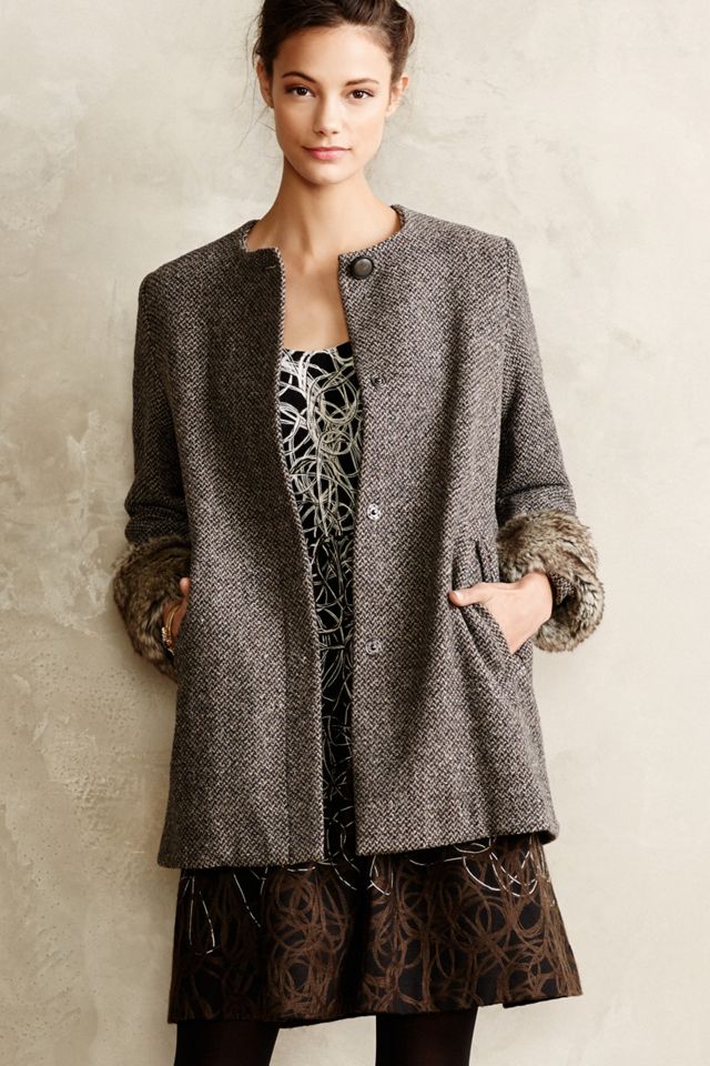 Cuffed Wool Swing Coat | Anthropologie