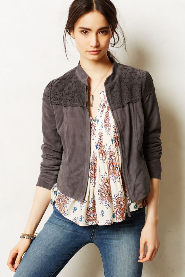 Lasercut Suede Jacket | Anthropologie