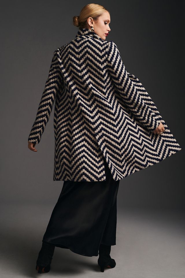 Vilagallo Abel Chevron Coat | Anthropologie
