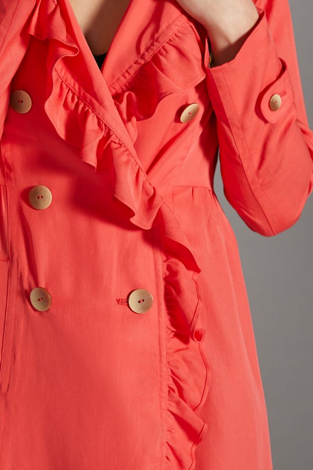 dRA Ruffled Trench Coat | Anthropologie