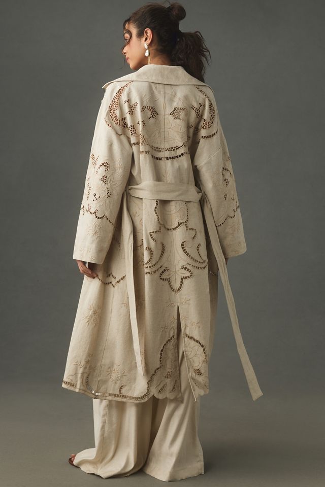 Avec Les Filles Cutwork Linen Trench Coat | Anthropologie