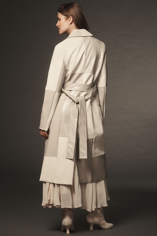 Avec Les Filles Faux-Leather Patchwork Trench Coat | Anthropologie