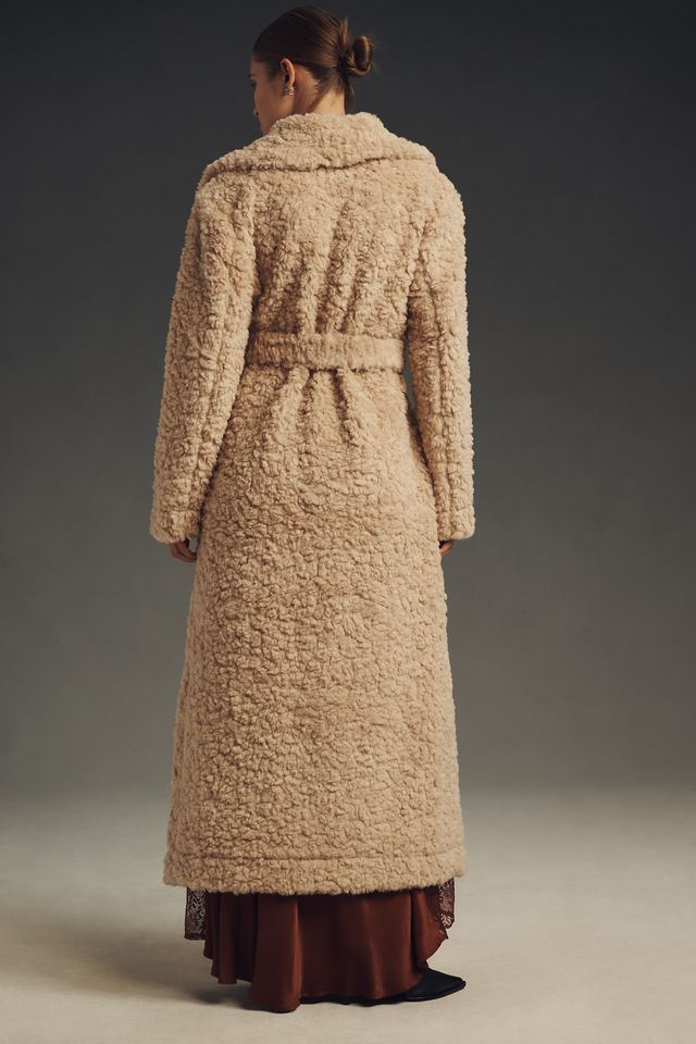 Avec Les Filles Notch Lapel Fuzzy Long Coat | Anthropologie