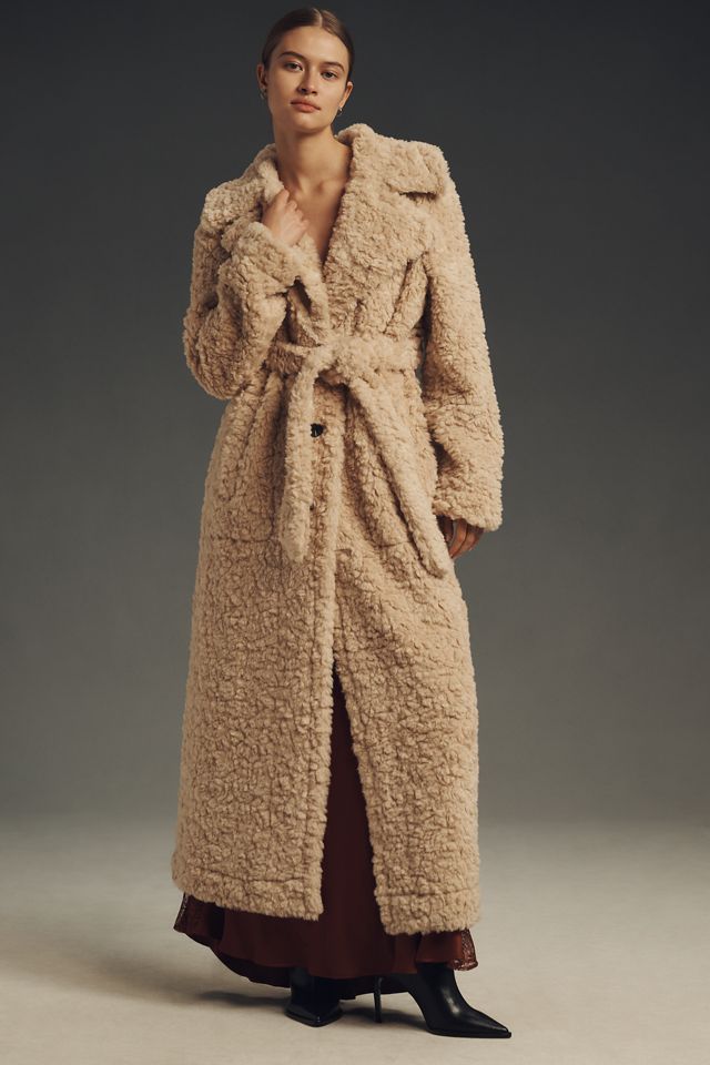 Avec Les Filles Notch Lapel Fuzzy Long Coat | Anthropologie