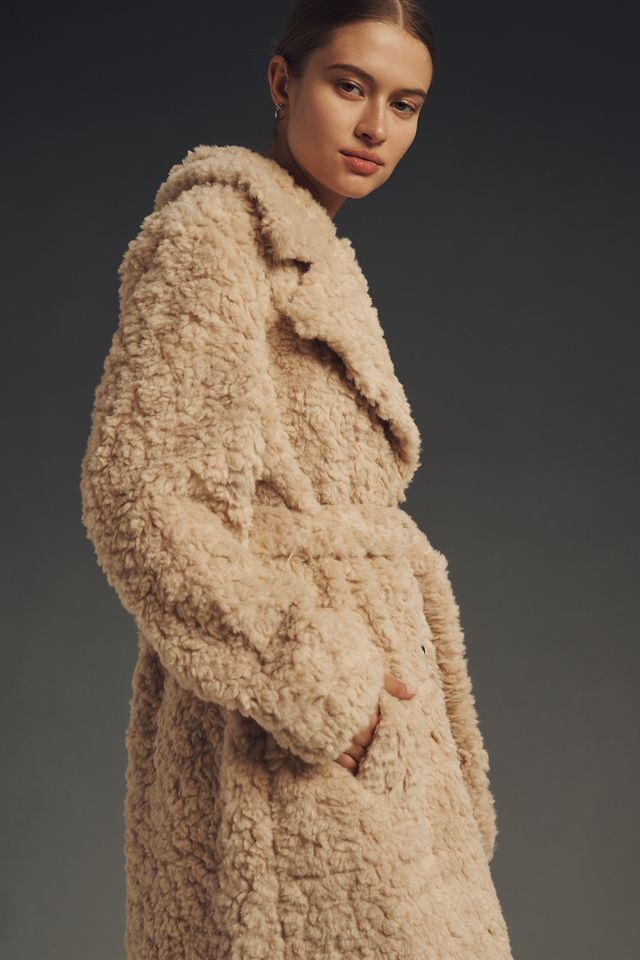 Avec Les Filles Notch Lapel Fuzzy Long Coat | Anthropologie