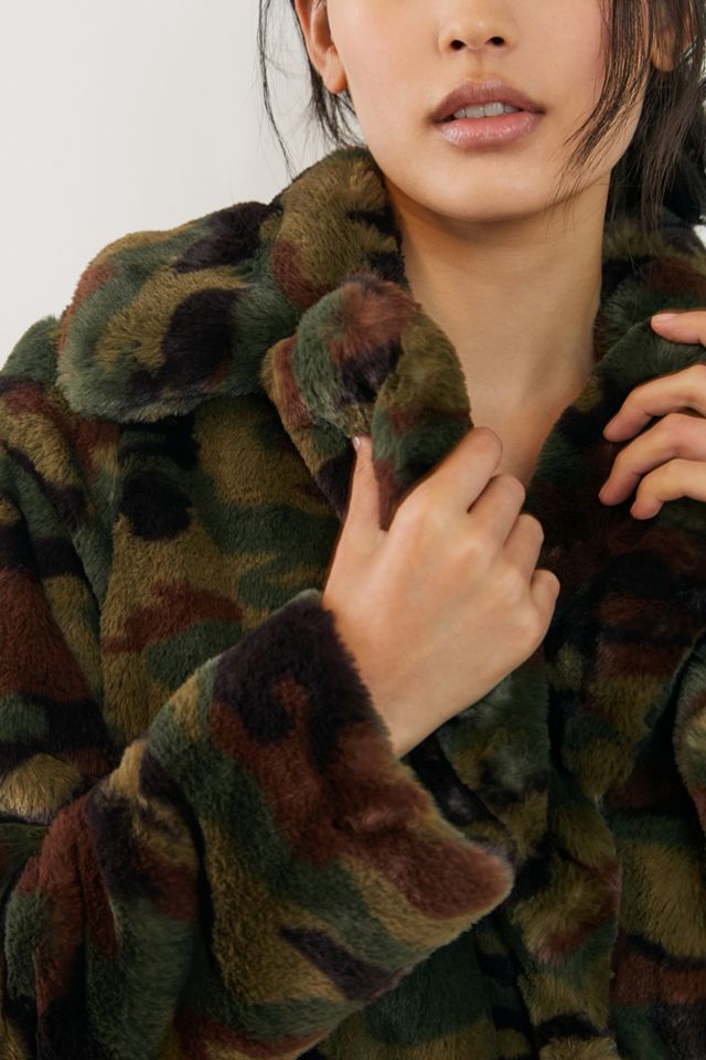 Sanctuary Camo Faux Fur Coat | Anthropologie