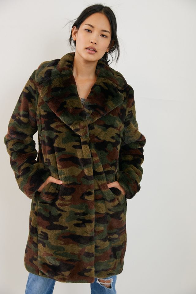 Sanctuary Camo Faux Fur Coat | Anthropologie