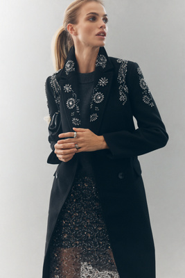 NVLT Embellished Longline Coat | Anthropologie