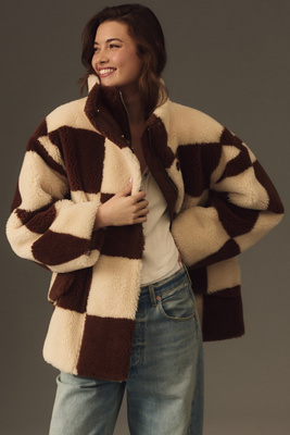 Stand Studio Dani Checkered Wool Coat | Anthropologie