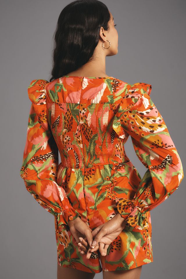 Farm Rio x Anthropologie Tropical Ruffle-Sleeve Romper | Anthropologie
