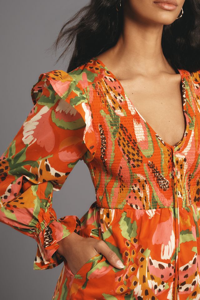 Farm Rio x Anthropologie Tropical Ruffle-Sleeve Romper | Anthropologie