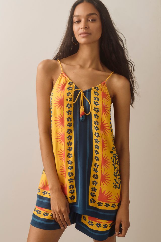 Farm Rio x Anthropologie Tie-Neck Layered Romper | Anthropologie