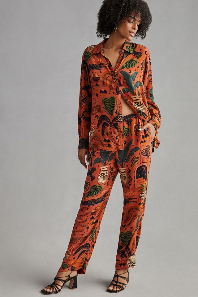 Farm Rio Printed Buttondown & Pant Set | Anthropologie