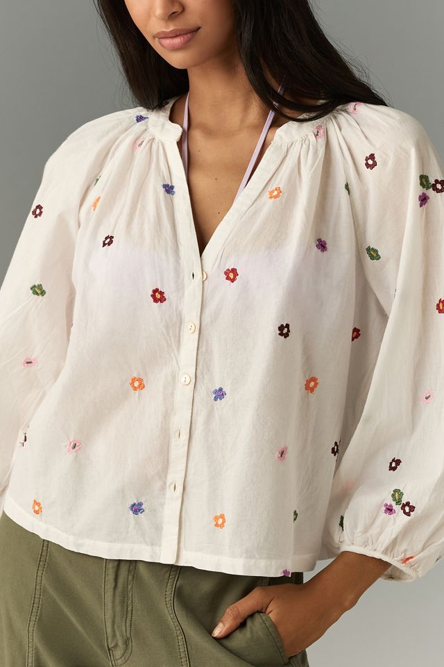 Velvet by Graham & Spencer Aretha Embroidered Blouse | Anthropologie