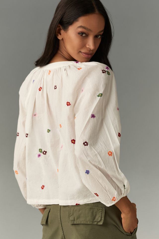 Velvet by Graham & Spencer Aretha Embroidered Blouse | Anthropologie