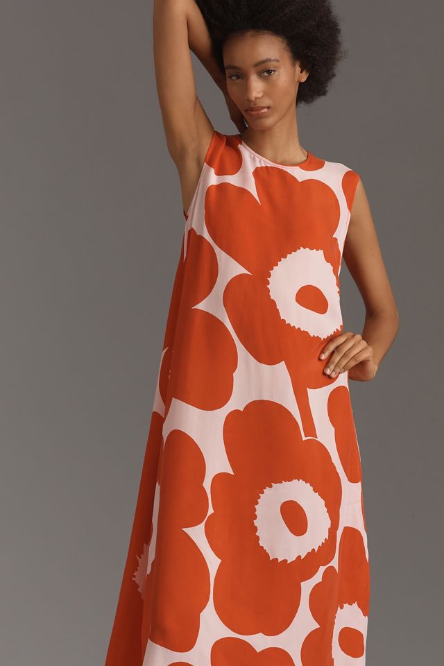 Marimekko Migot Unikko Cupro Midi Dress | Anthropologie
