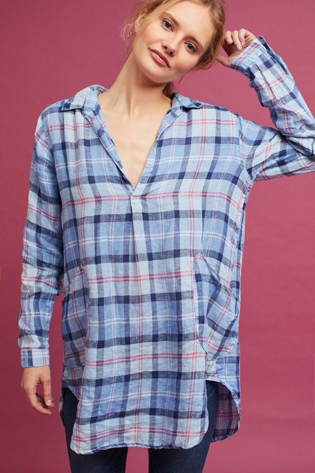 Plaid Linen Tunic | Anthropologie