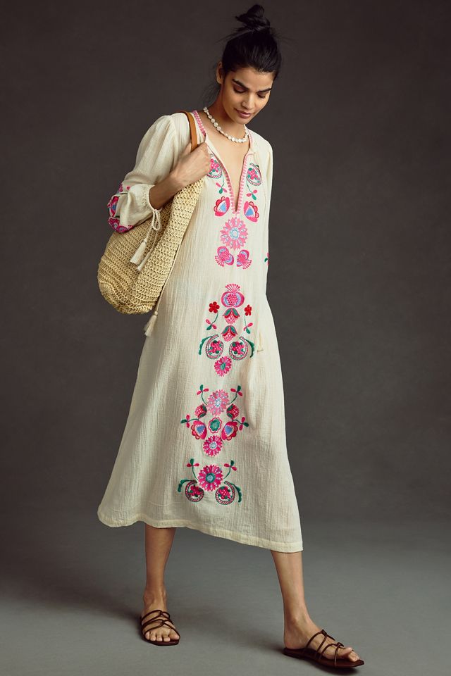 Antik Batik Magoo Embroidered Dress | Anthropologie