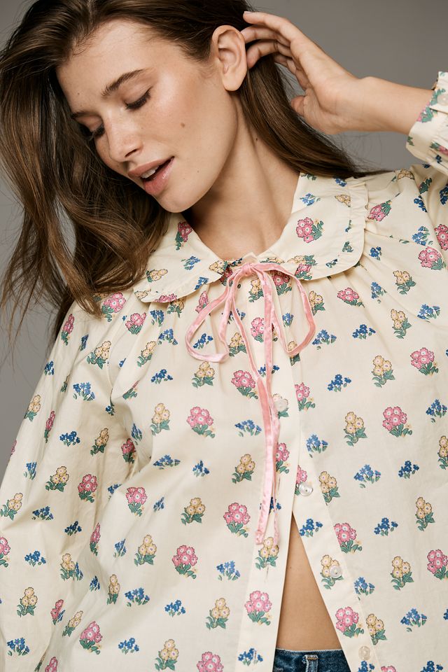 Lisa Says Gah Wimbleton Cotton Collared Top | Anthropologie