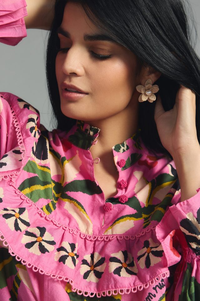 Farm Rio Leopard Forest Blouse | Anthropologie