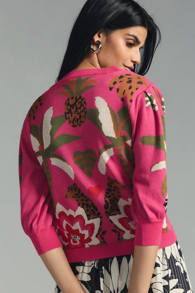 Farm Rio Leopard Forest Cardigan Sweater | Anthropologie