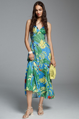Farm Rio Banana Leaves Lace-Up Dress | Anthropologie