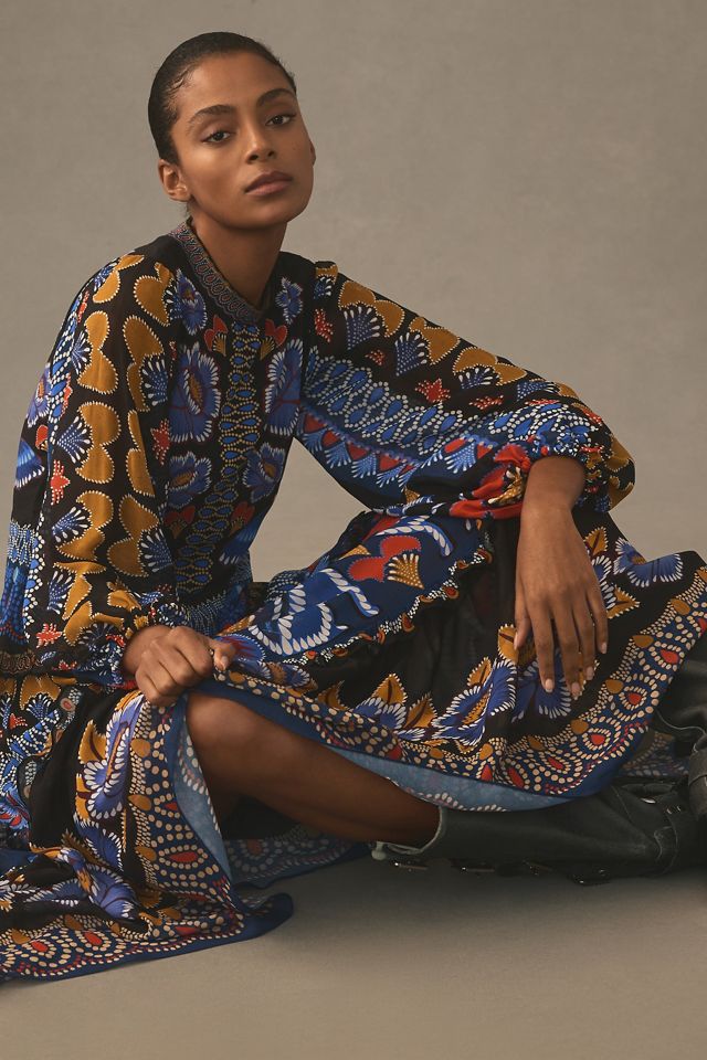 Farm Rio Ainika Sparkle Long-Sleeve Maxi Dress | Anthropologie