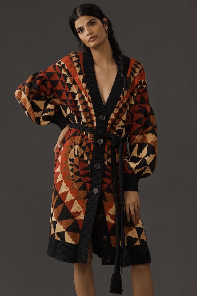 Farm Rio Heart Deco Maxi Knit Cardigan Sweater | Anthropologie