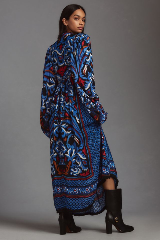 Farm Rio Long-Sleeve Midi Dress | Anthropologie