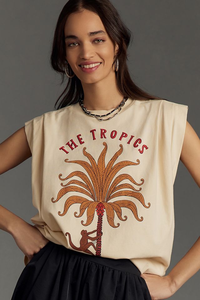 Farm Rio The Tropics Pleat Muscle Tee | Anthropologie