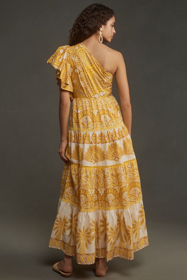 Farm Rio Ainika Tapestry One-Shoulder Maxi Dress | Anthropologie