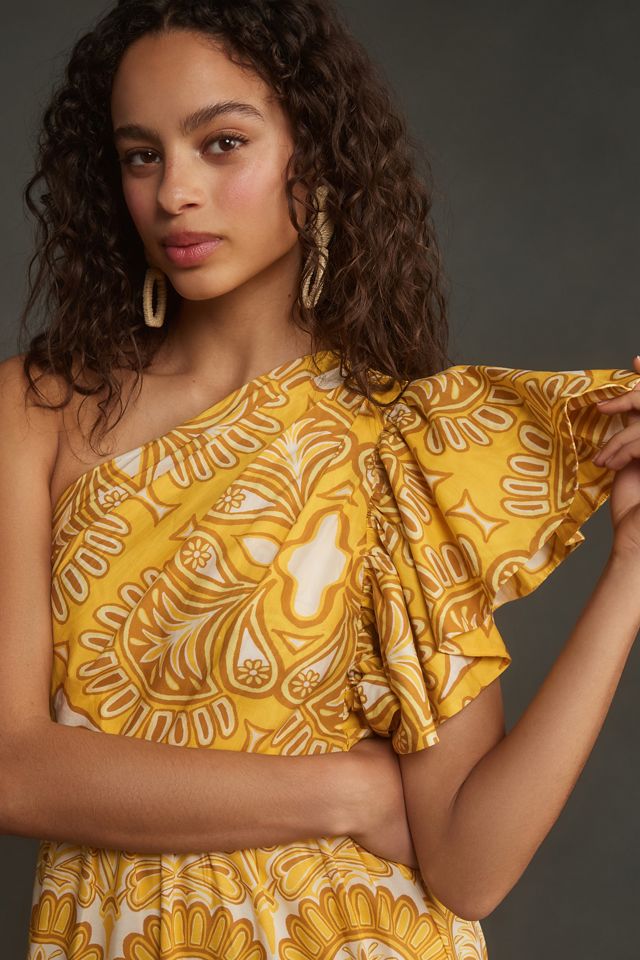 Farm Rio Ainika Tapestry One-Shoulder Maxi Dress | Anthropologie