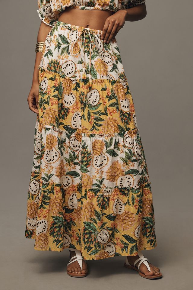 Farm Rio Mixed Biriba Maxi Skirt | Anthropologie