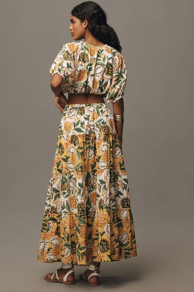 Farm Rio Mixed Biriba Maxi Skirt | Anthropologie