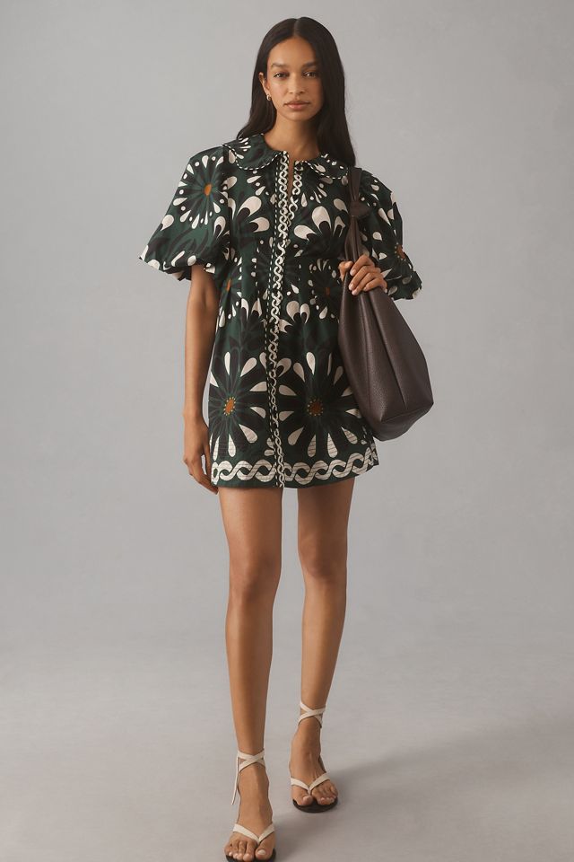 Farm Rio Ainika Flowers Short-Sleeve Mini Dress | Anthropologie