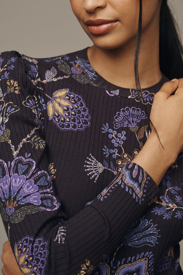 Farm Rio Embroidered Garden Puff-Sleeve Bodysuit | Anthropologie