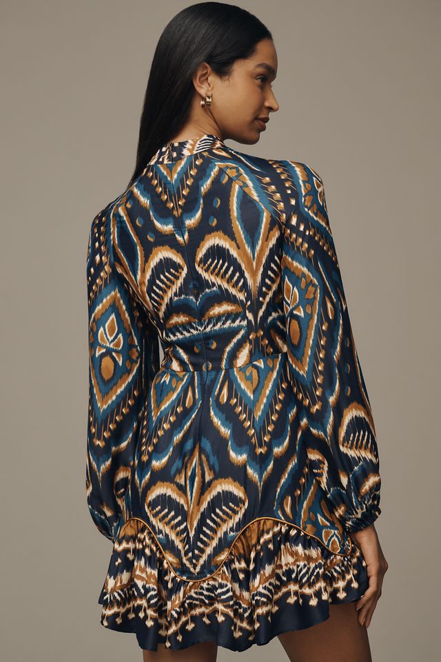 Farm Rio Pineapple Ikat Long-Sleeve Raglan Mini Dress | Anthropologie