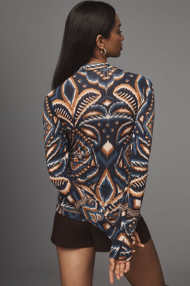 Farm Rio Pineapple Ikat Jersey Blouse | Anthropologie
