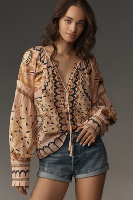 Farm Rio Jaipur Long-Sleeve Blouse | Anthropologie