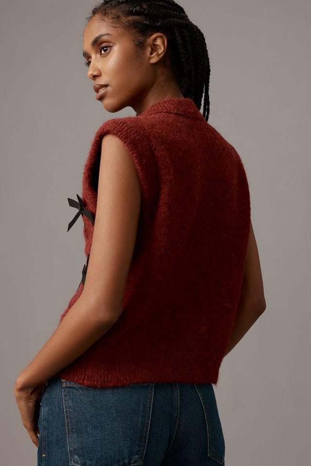 Damson Madder Aggie Bow Knit Vest | Anthropologie