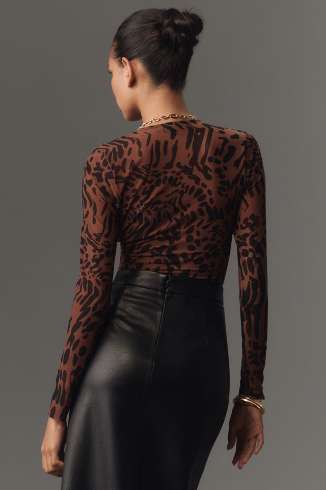 Good American Mesh Leopard Bodysuit | Anthropologie