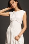 FRAME Gathered Seam Lace Inset Midi Dress | Anthropologie