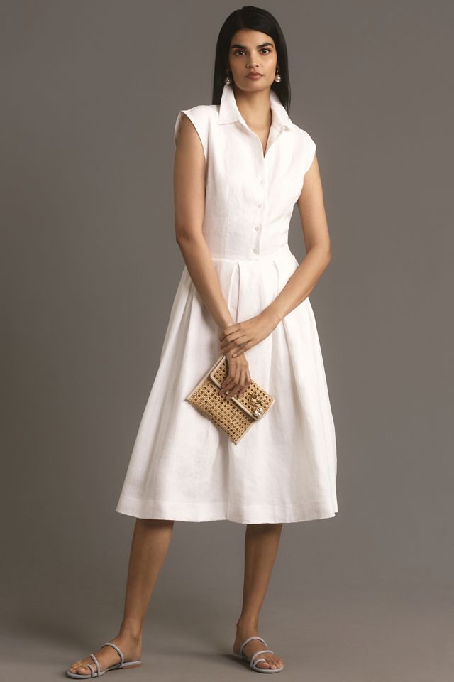 Reformation Prim Linen Midi Dress | Anthropologie