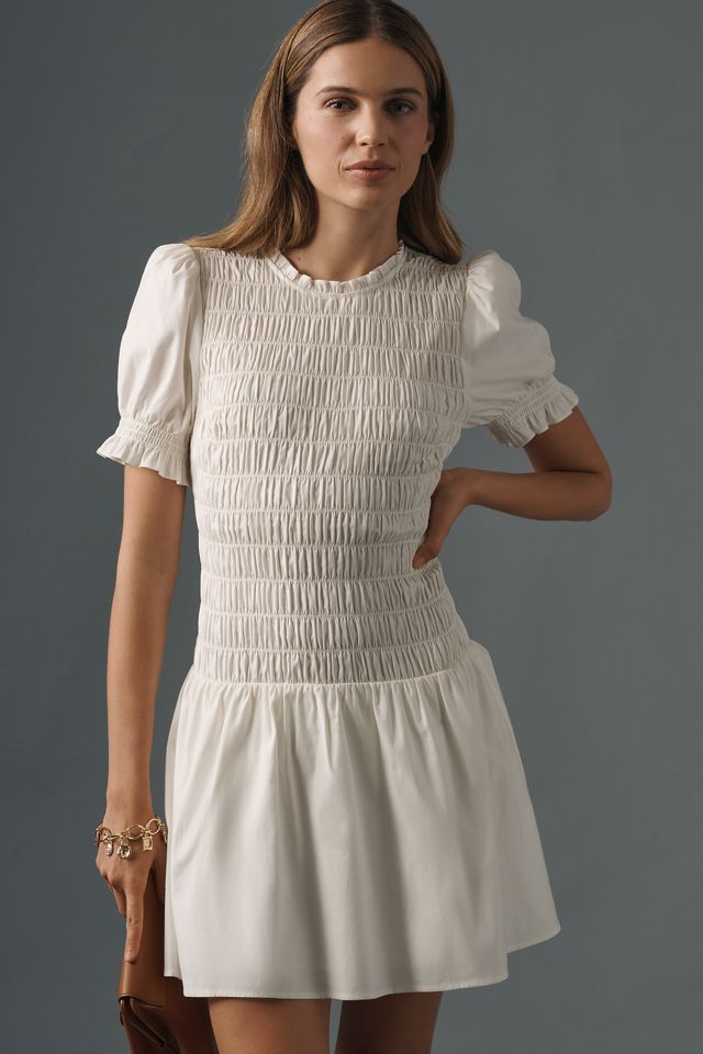 Reformation Leannah Puff-Sleeve Smocked Mini Dress | Anthropologie