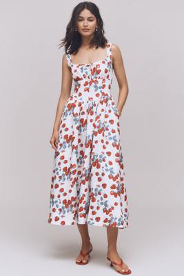 Reformation Balia Linen Sleeveless Basque-Waist Midi Dress | Anthropologie