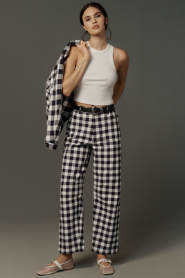ALIGNE Ned Check Barrel Trousers | Anthropologie