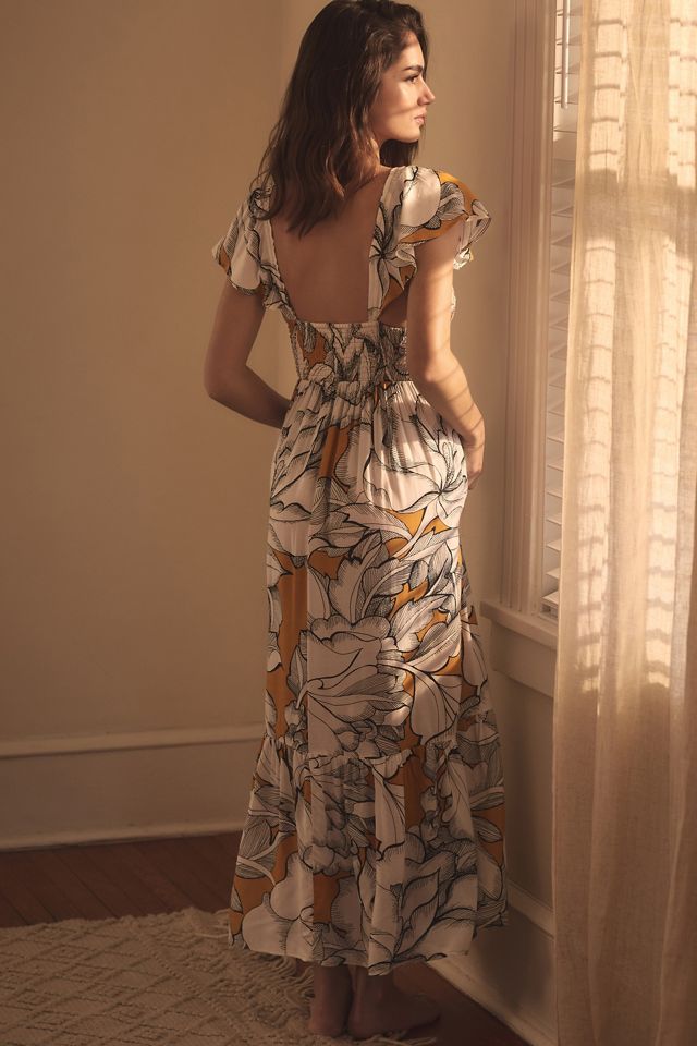 Alexandra Farmer Short-Sleeve Smocked Midi Dress | Anthropologie
