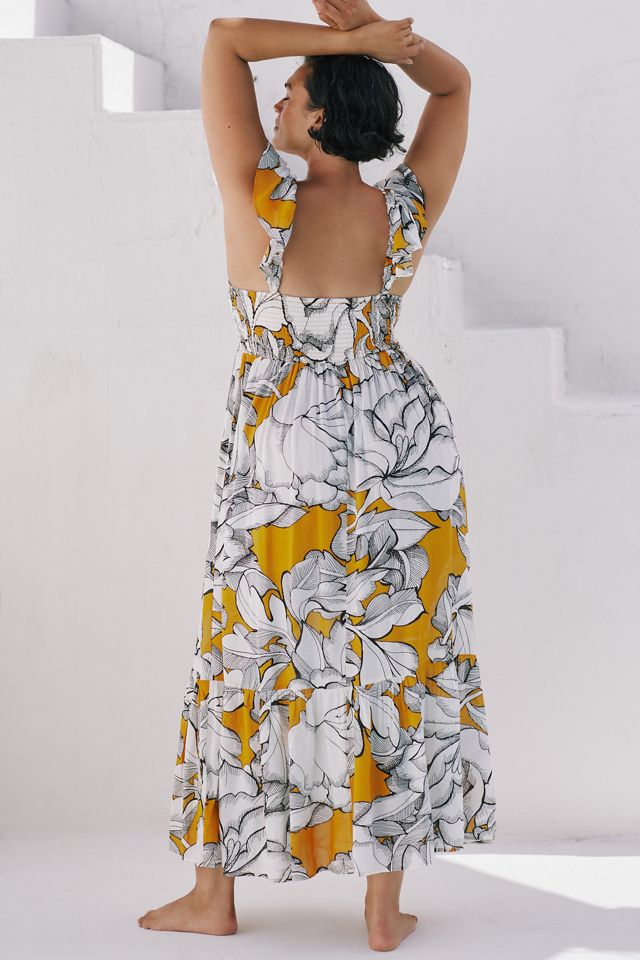 Alexandra Farmer Short-Sleeve Smocked Midi Dress | Anthropologie