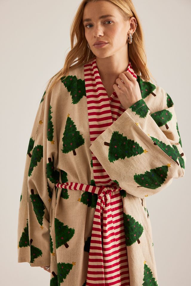 Anna + Nina Christmas Forest Long Kimono | Anthropologie UK